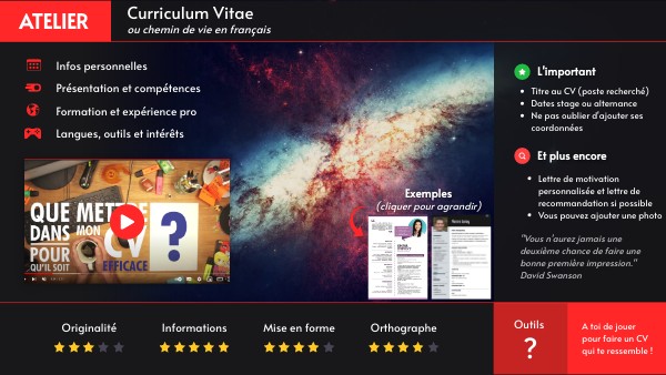 Atelier CV | Genially