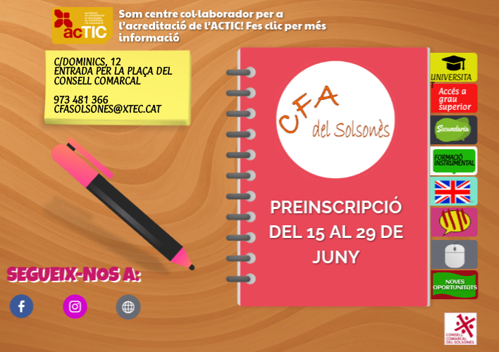 CFA SOLSONES PREINSCRIPCIÓ | Genially