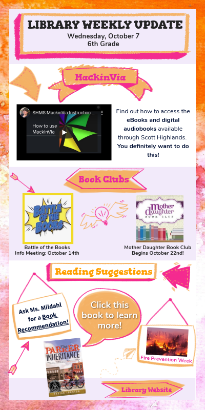 Oct 7 6th Grade Library Weekly Update | Genially