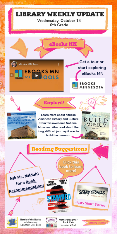 Oct 14 6th Grade Library Weekly Update