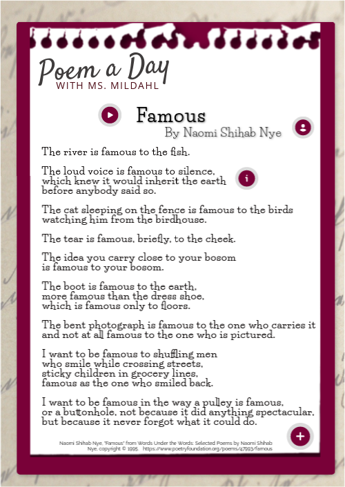Poem a Day - Famous