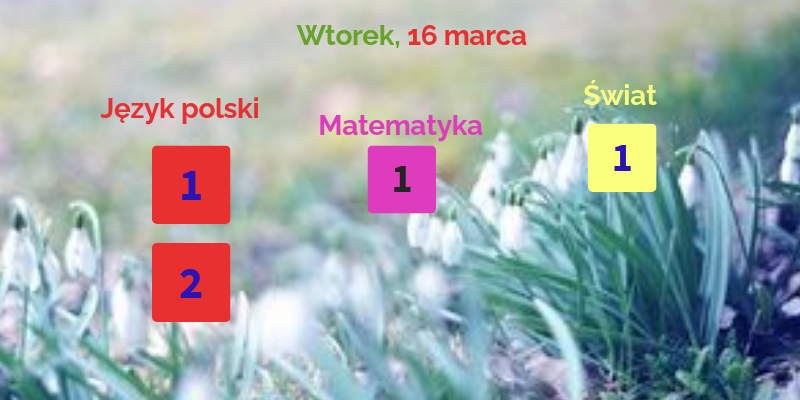 Wtorek, 16 marca