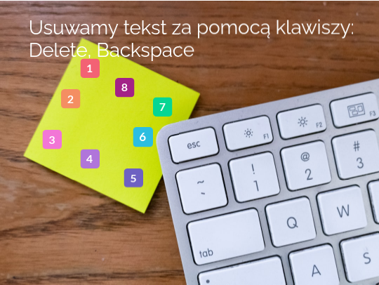 Usuwamy tekst za pomocą klawiszy: Delete, Backspace | Genially