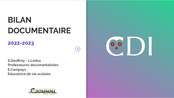 BILAN DOCUMENTAIRE 2022-2023 | Genially