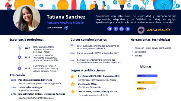 Curriculum Tatiana Sanchez | Genially