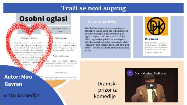 Miro Gavran, Traži se novi suprug | Genially