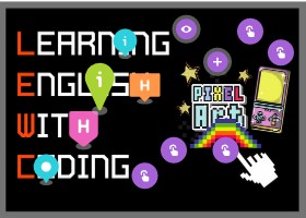 Our pixel art collaboration work/Learning English with Coding