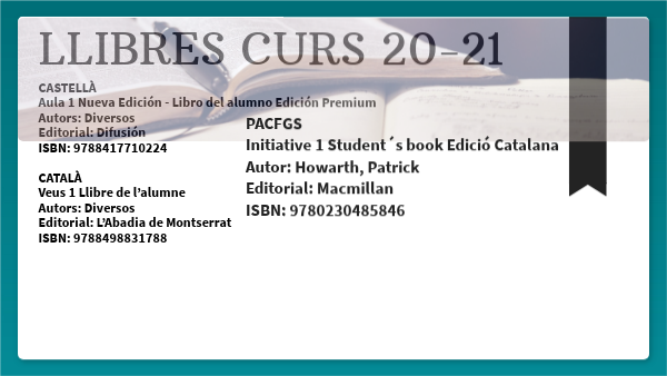 Llibres curs 20-21 CFA Gavà