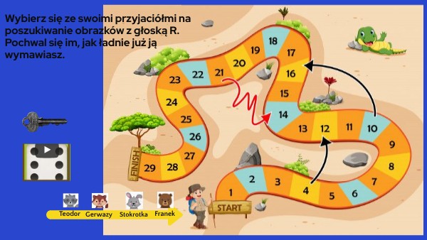 Logopedyczna gra planszowa-utrwalenie głoski r. | Genially