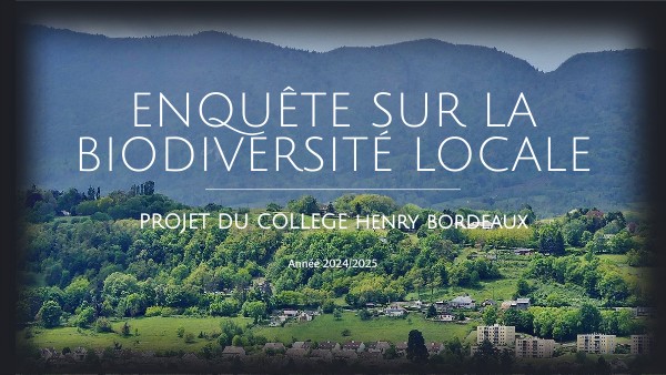 Projet 6e Enquête sur la biodiversité locale