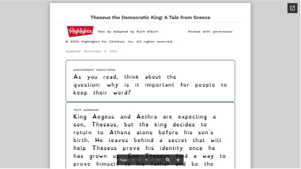 Reading Selection: Theseus the Democratic King: A Tale from Greece ...