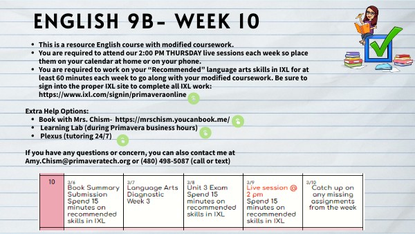 9B S2 Week 10 Checklist | Genially