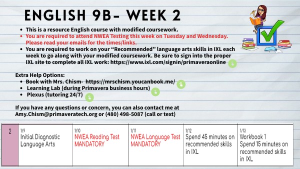 9B S2 Week 2 Checklist | Genially