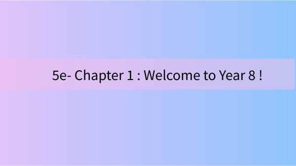 5e- chapter 1 : Welcome to Year 8 ! | Genially