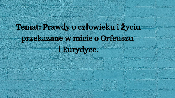Orfeusz i Eurydyka | Genially