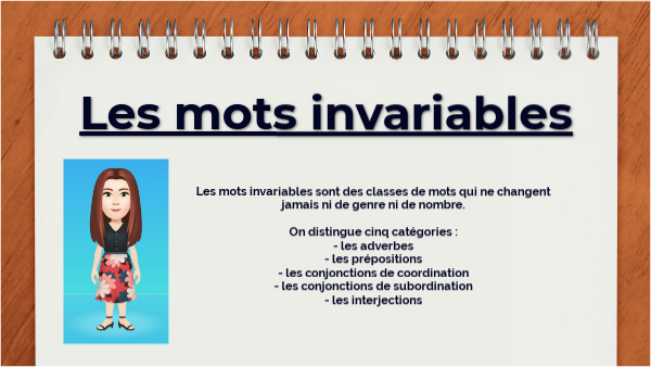 Les mots invariables | Genially