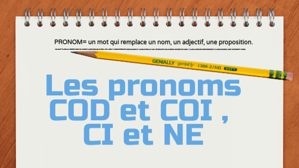 Les pronoms COD et COI, CI et NE | Genially