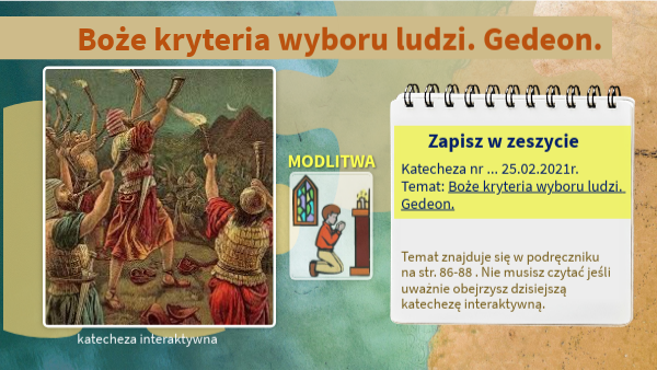 Boże kryteria wyboru ludzi. Gedeon. kl. V | Genially