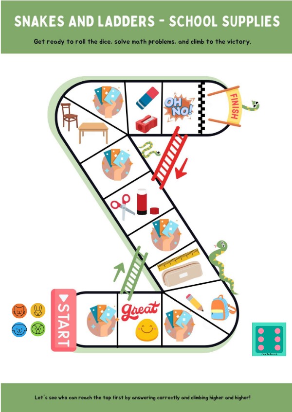 Snakes and ladders - School supplies