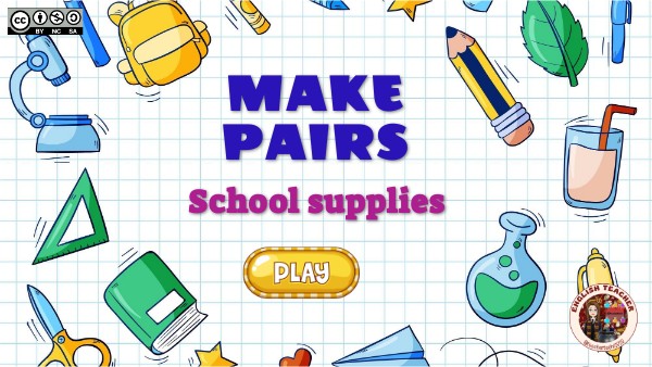 Make pairs: School supplies | Genially