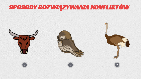 sposoby złość rozwiązywanie konfliktów - struś, byk, sowa | Genially