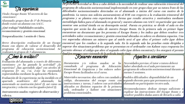 Escape Room "El secreto de las emociones" | Genially