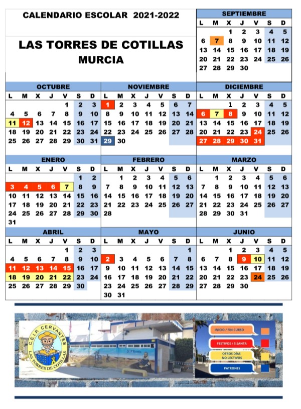 CALENDARIO ESCOLAR 2021-22
