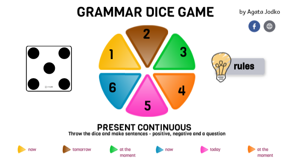 grammar dice game_present continuous | Genially