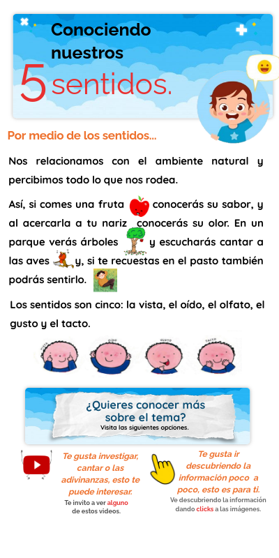 "Conociendo mis 5 sentidos" | Genially