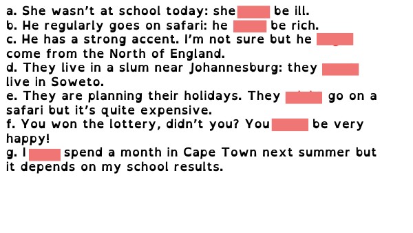 3°SA exercise may must might