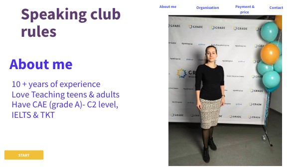 Speaking club rules | Genially