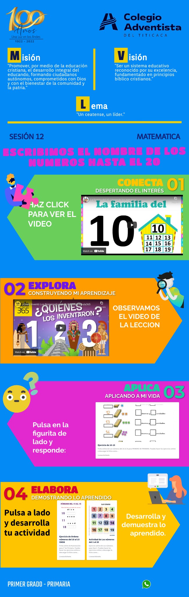 SESIÓN 12 MATEMÁTICA ESCRITURA DE NUMEROS DEL 10 AL 20 | Genially