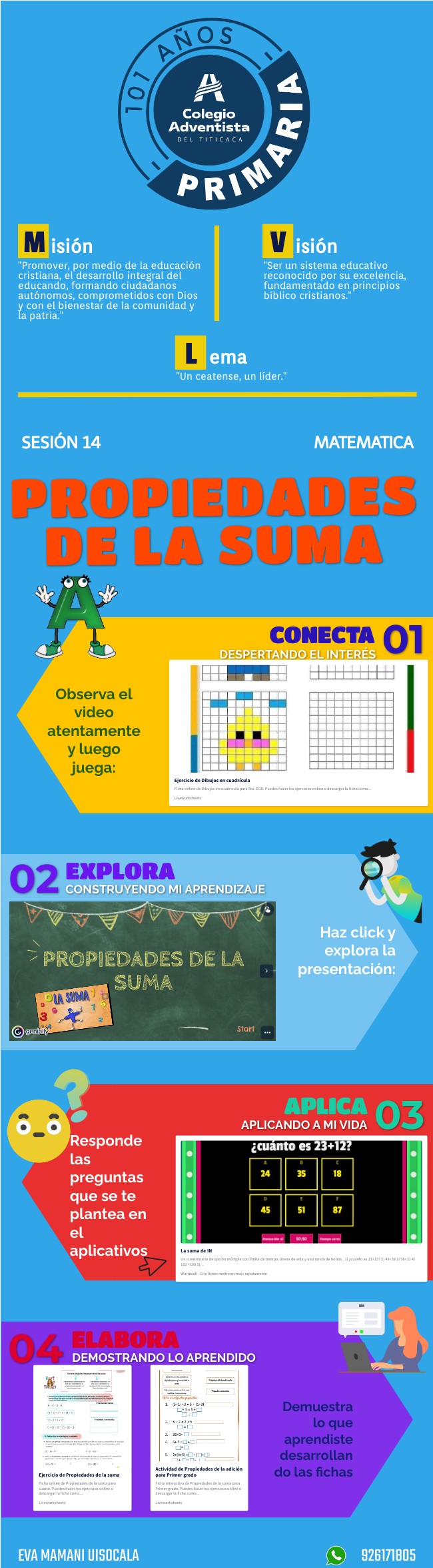 SESION 14 DE MATEMATICA PROPIEDADES DE LA SUMA | Genially