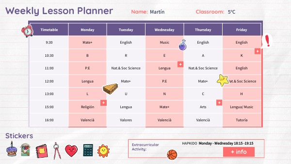 WEEKLY LESSON PLANNER