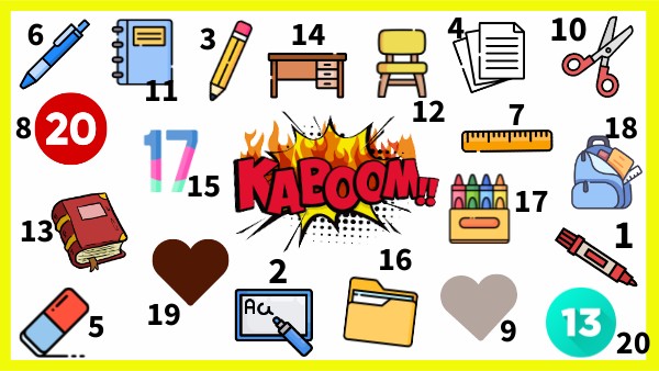 CE1 kaboom school vocabulary