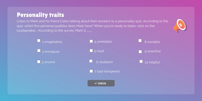 Listening exercise: personality | Genially