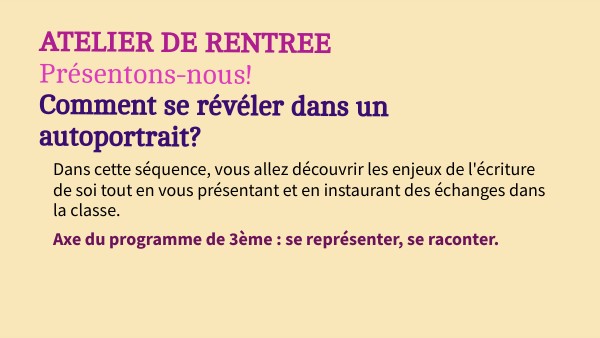 Séquence 1 L'autoportrait | Genially