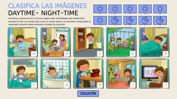 Clasifica daytime night-time | Genially