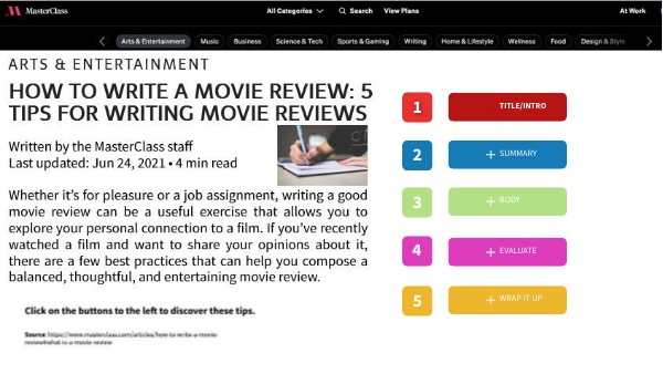 Writing a film review (Première)