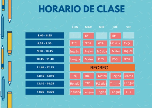 Mi horario escolar | Genially