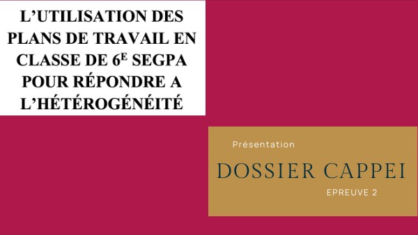 Présentation épreuve dossier