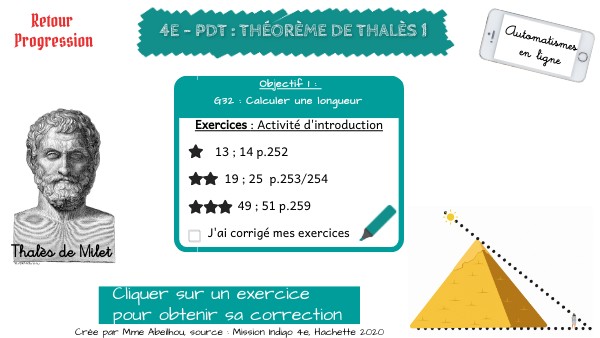 4e- PDT : Théorème de Thalès partie 1
