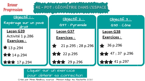 4e- PDT : Géométrie dans l'espace