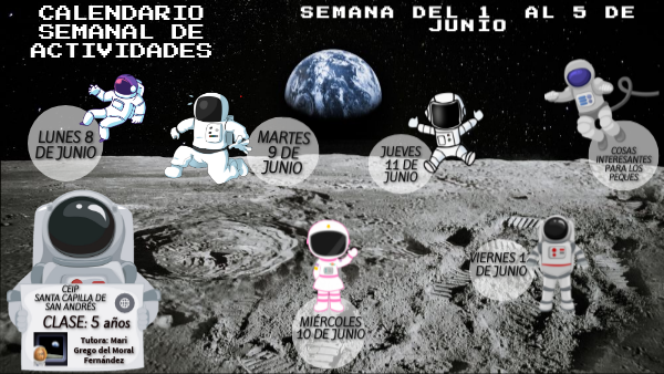 CALENDARIO ACTIVIDADES - 8 AL 12 JUNIO | Genially