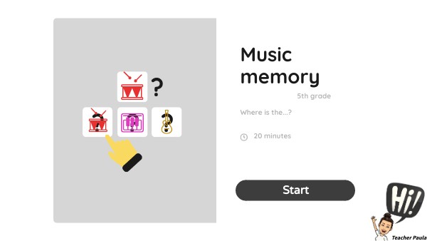 Memory game percussion instruments 5º