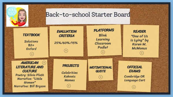 Back-to-school Starter Board (4th ESO Advanced) 21/22