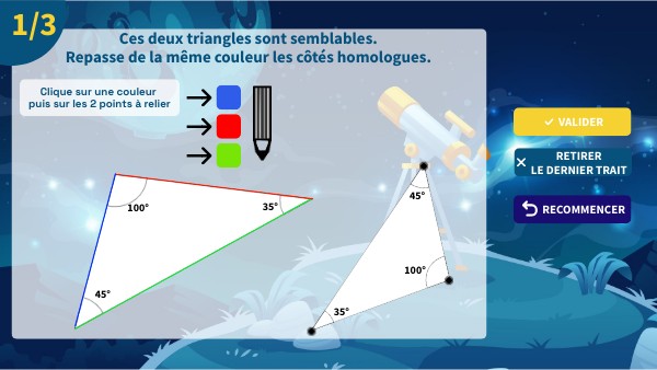 Triangles semblables : côtés homologues | Genially