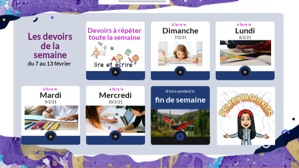 Les devoirs de la semaine
