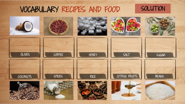 VOCABULARY RECIPES AND FOOD | Genially