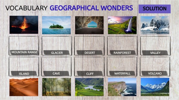 VOCABULARY GEOGRAPHICAL WONDERS | Genially